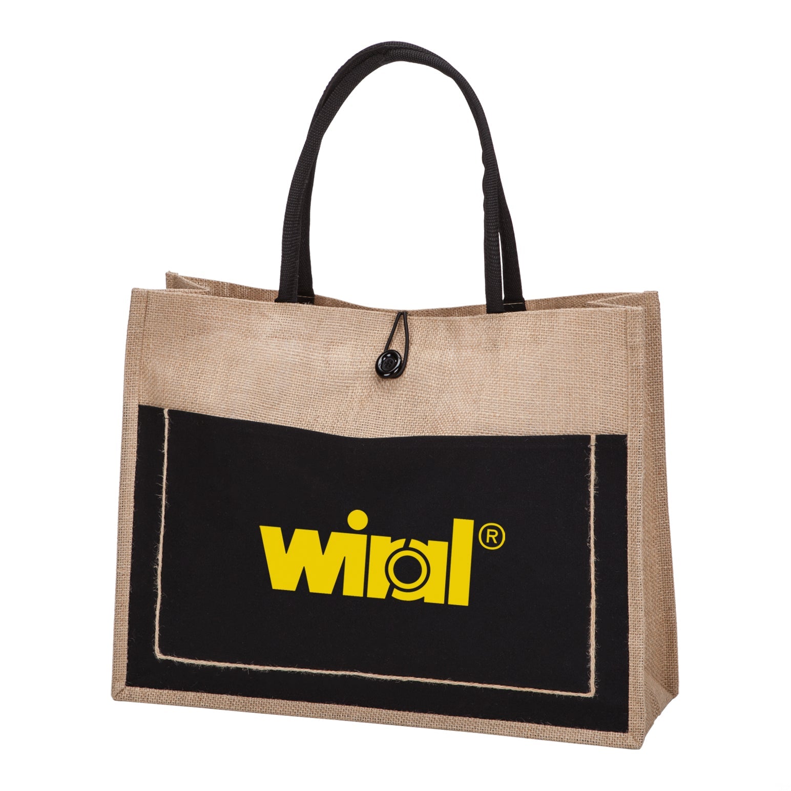 Vivendi Jute Tote Bag with Top closure button - 18”W x 5.5"D x 14”H ...